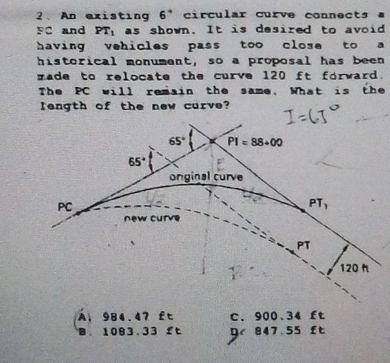 2. An existing 6" circular curve connects a | StudyX
