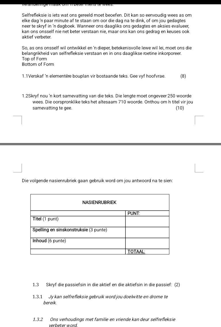 1.1 Verskaf 'n elementêre bouplan vir | StudyX
