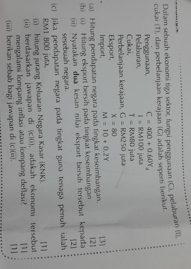 Dalam sebuah ekonomi tiga sektor, fungsi | StudyX