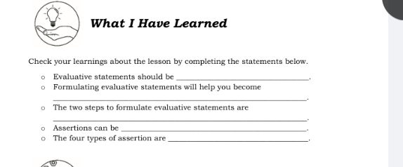 Evaluative statements should be ____. | StudyX