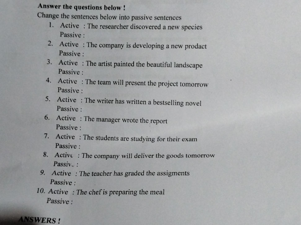 Answer the questions below! Change the | StudyX