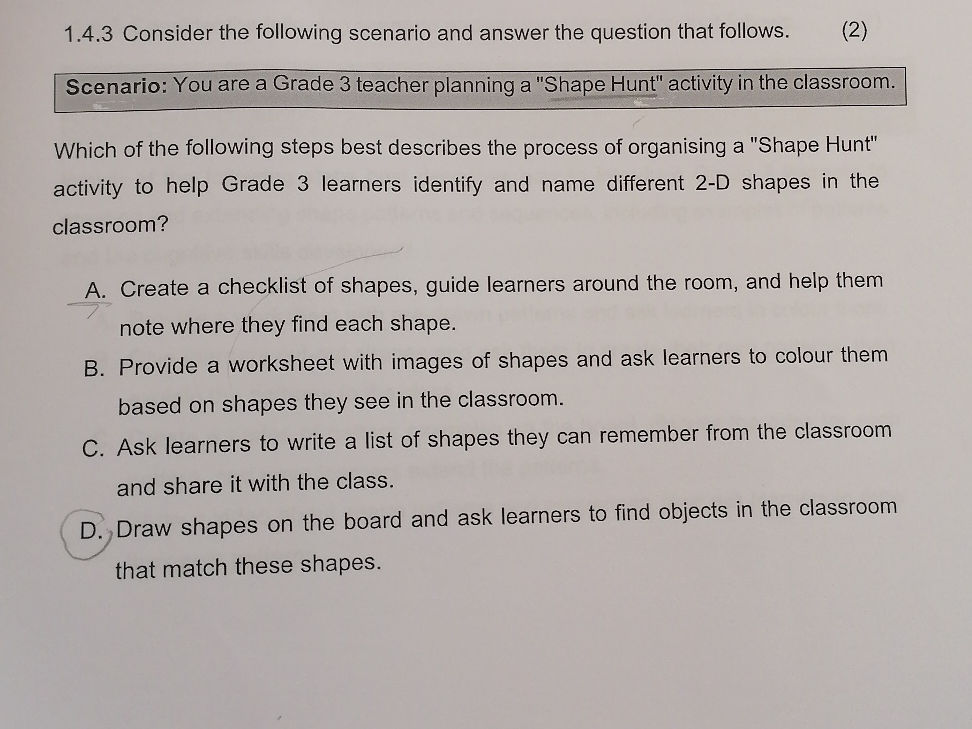 1.4.3 Consider the following scenario and | StudyX