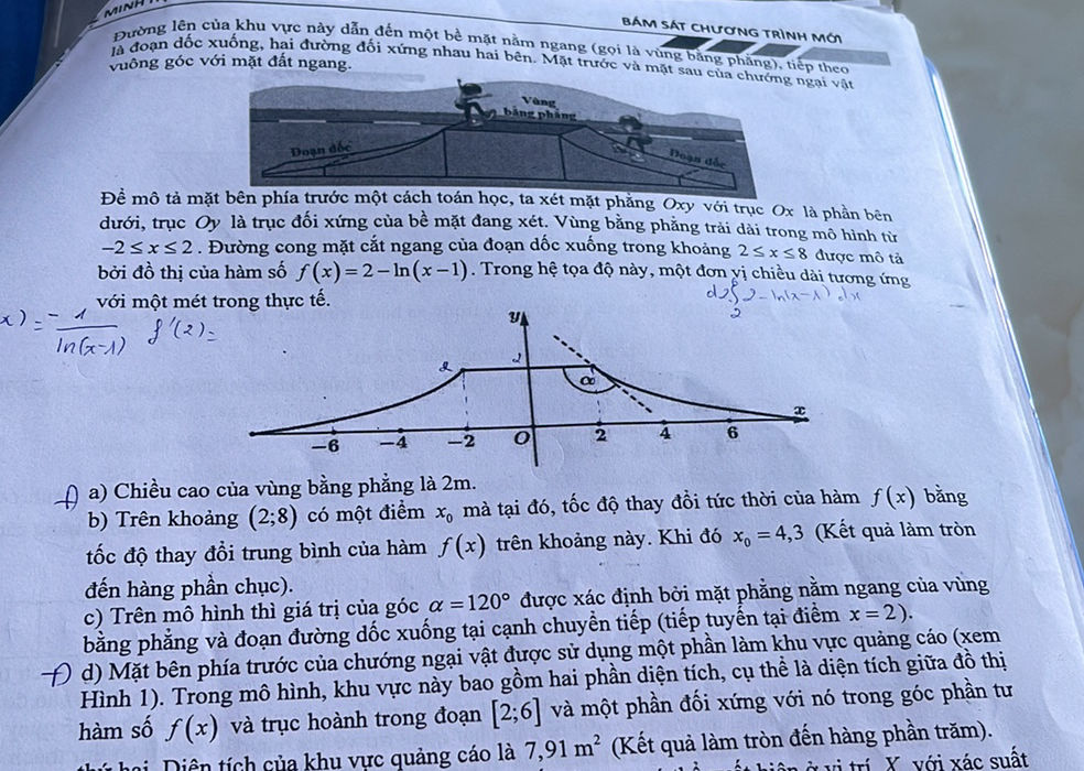 a) Chiều cao của vùng bằng phẳng là 2m. b) | StudyX