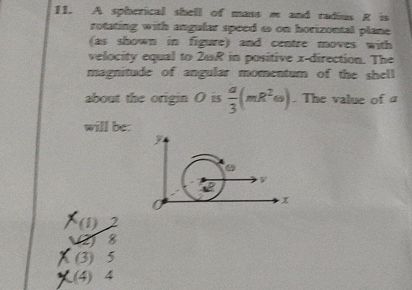 11. A spherical shell of mass $m$ and radius | StudyX