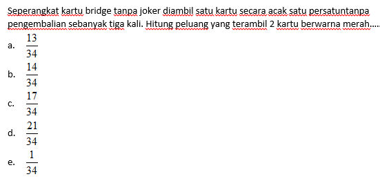 Seperangkat kartu bridge tanpa joker diambil | StudyX