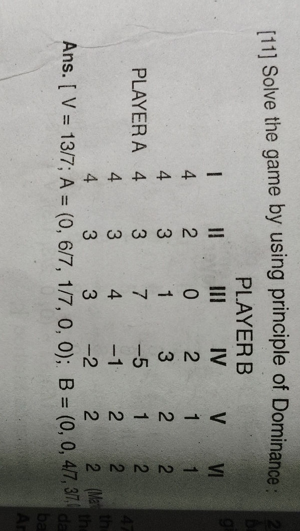 [11] Solve the game by using principle of | StudyX