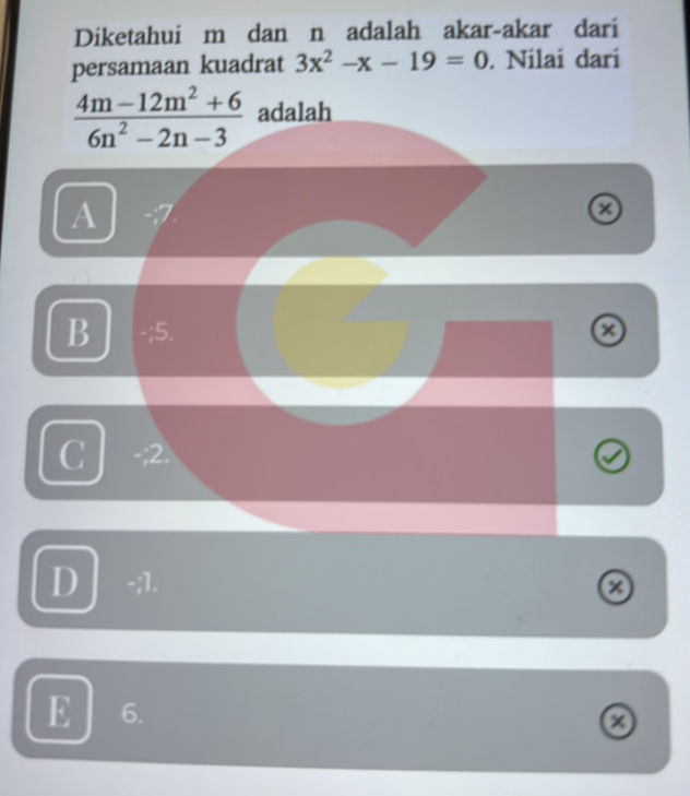 Diketahui m dan n adalah akar-akar dari | StudyX