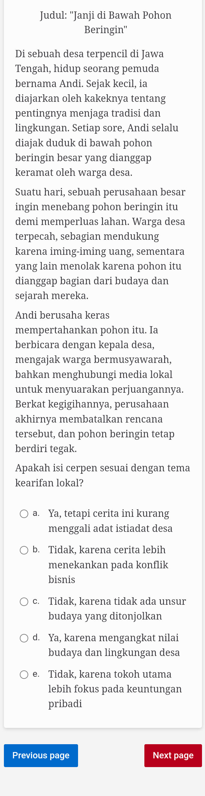 Apakah isi cerpen sesuai dengan tema | StudyX