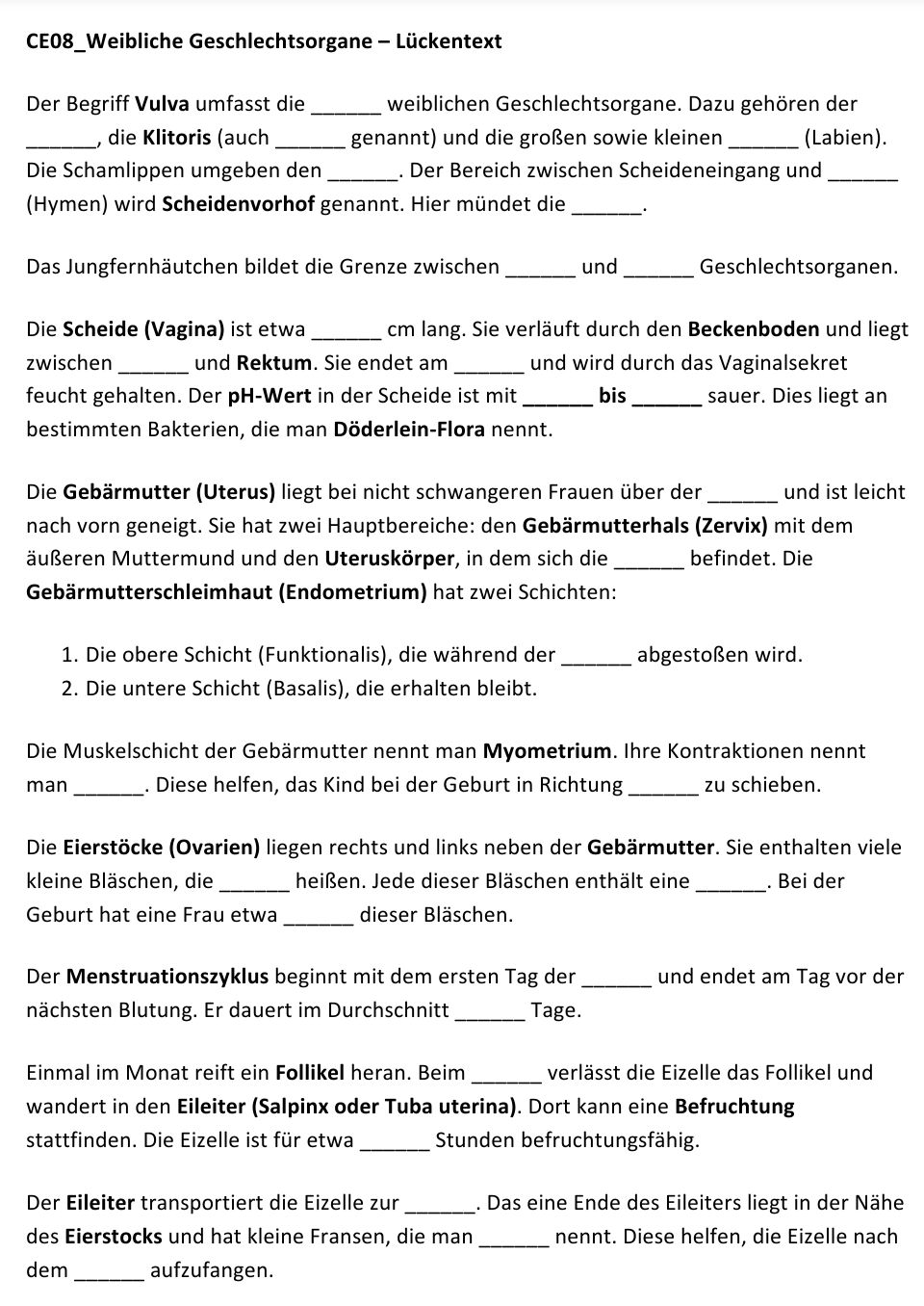 CE08_Weibliche Geschlechtsorgane - | StudyX