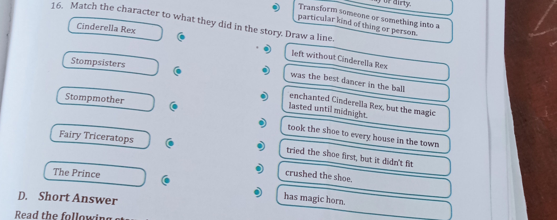 16. Match the character to what they did in | StudyX