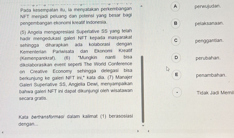 Kata bertransformasi dalam kalimat (1) | StudyX