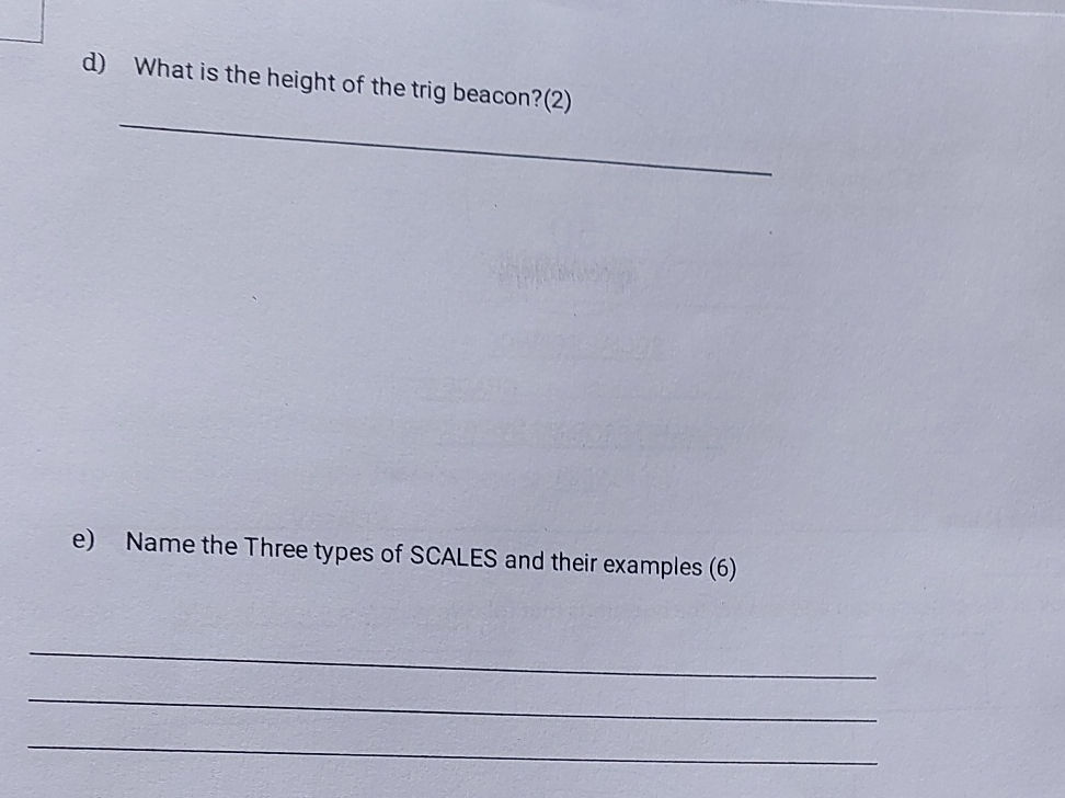 d) What is the height of the trig beacon?(2) | StudyX
