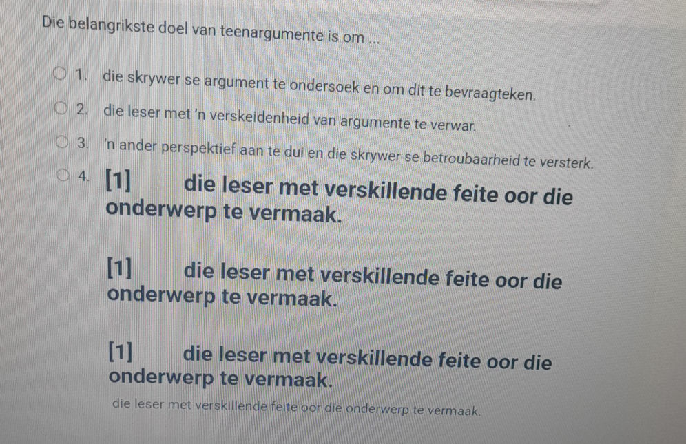 Die belangrikste doel van teenargumente is
