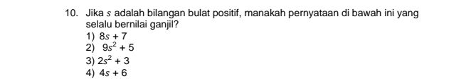 10. Jika s adalah bilangan bulat positif, | StudyX