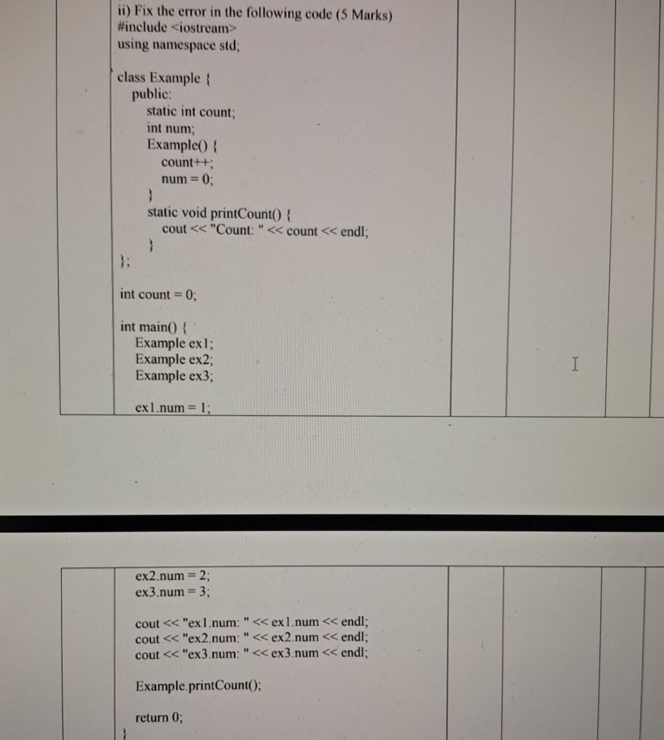ii) Fix the error in the following code (5 | StudyX
