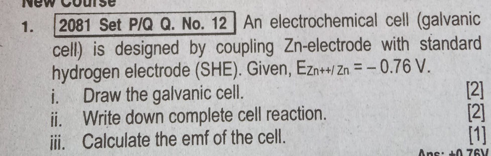 An electrochemical cell (galvanic cell) is | StudyX