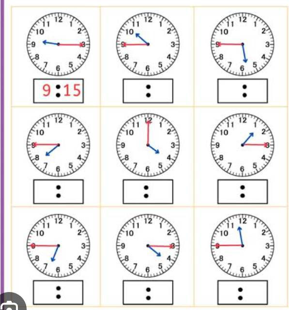 Determine the time shown on each clock. | StudyX