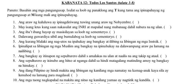 KABANATA 12: Todos Los Santos (talata 1-8) | StudyX