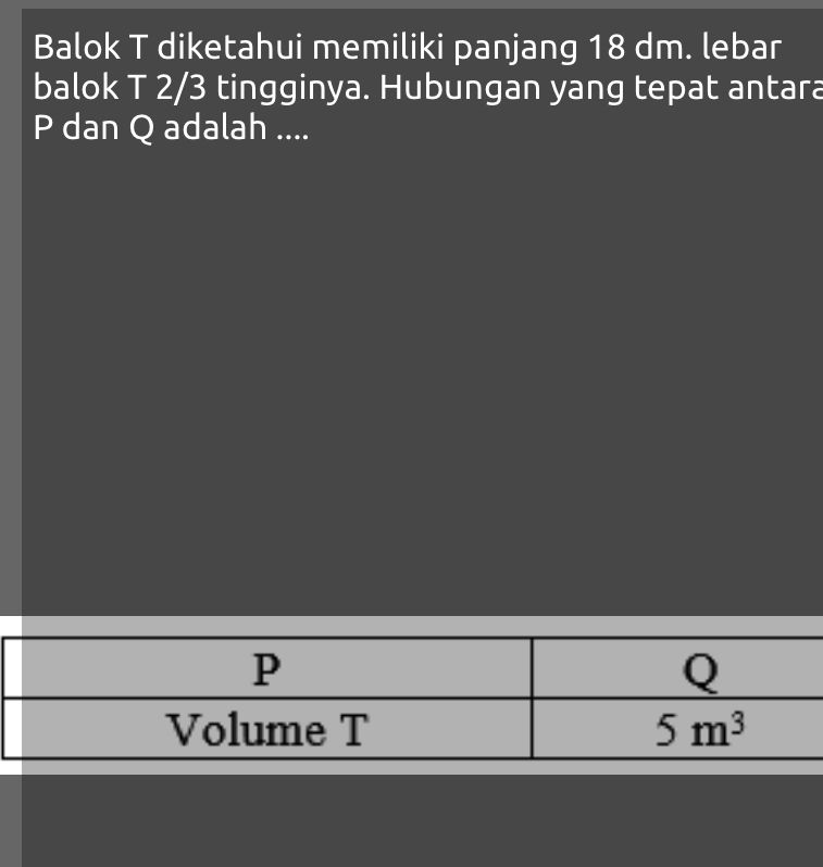 Balok T diketahui memiliki panjang 18 dm. | StudyX