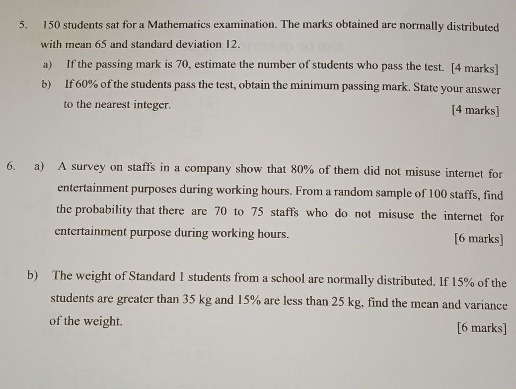 5. 150 students sat for a Mathematics | StudyX