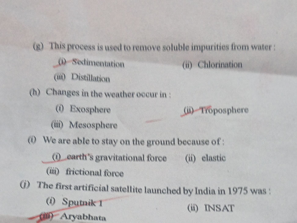 (g) This process is used to remove soluble | StudyX