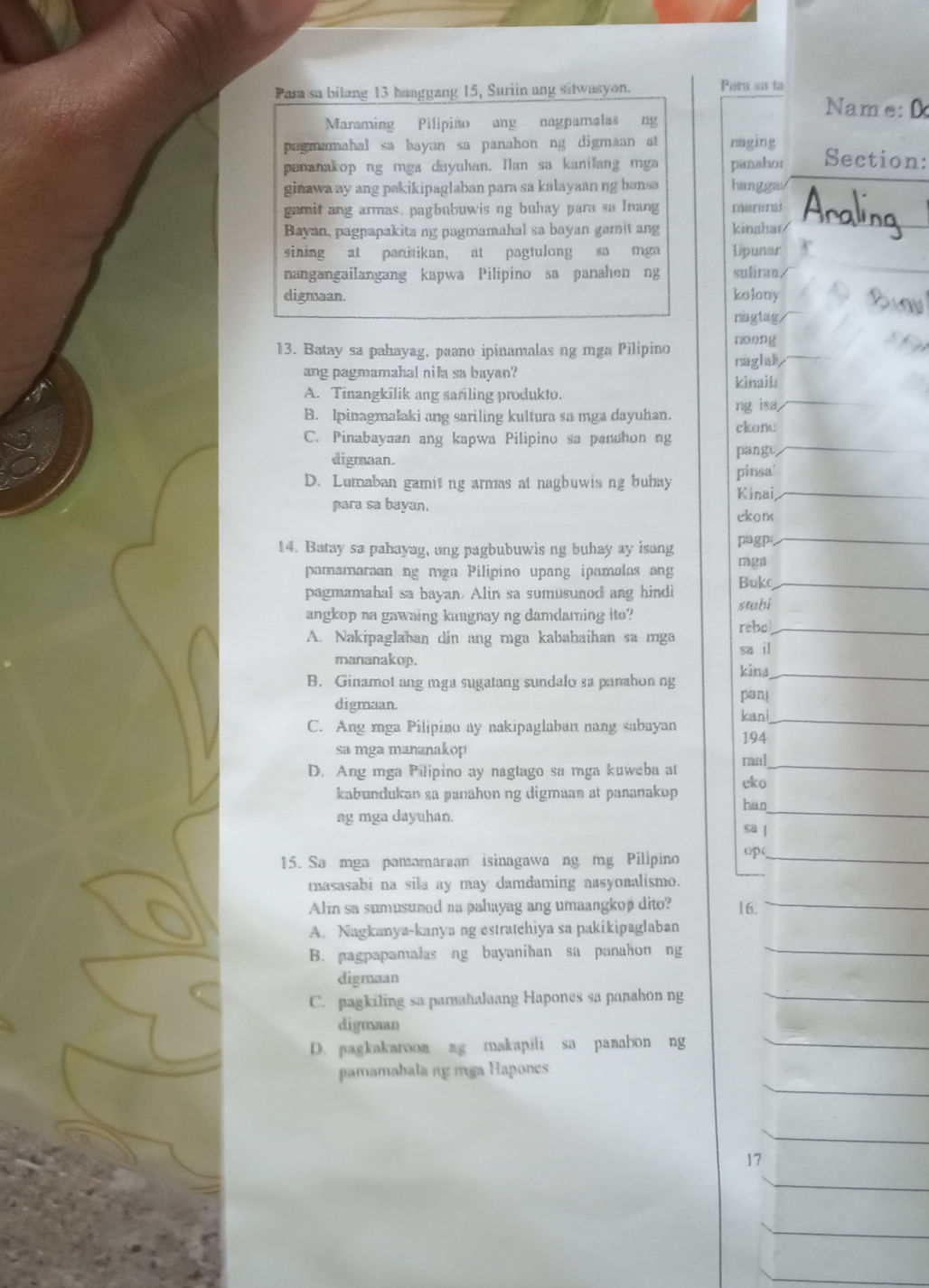 Para sa bilang 13 hanggang 15, Suriin ang | StudyX