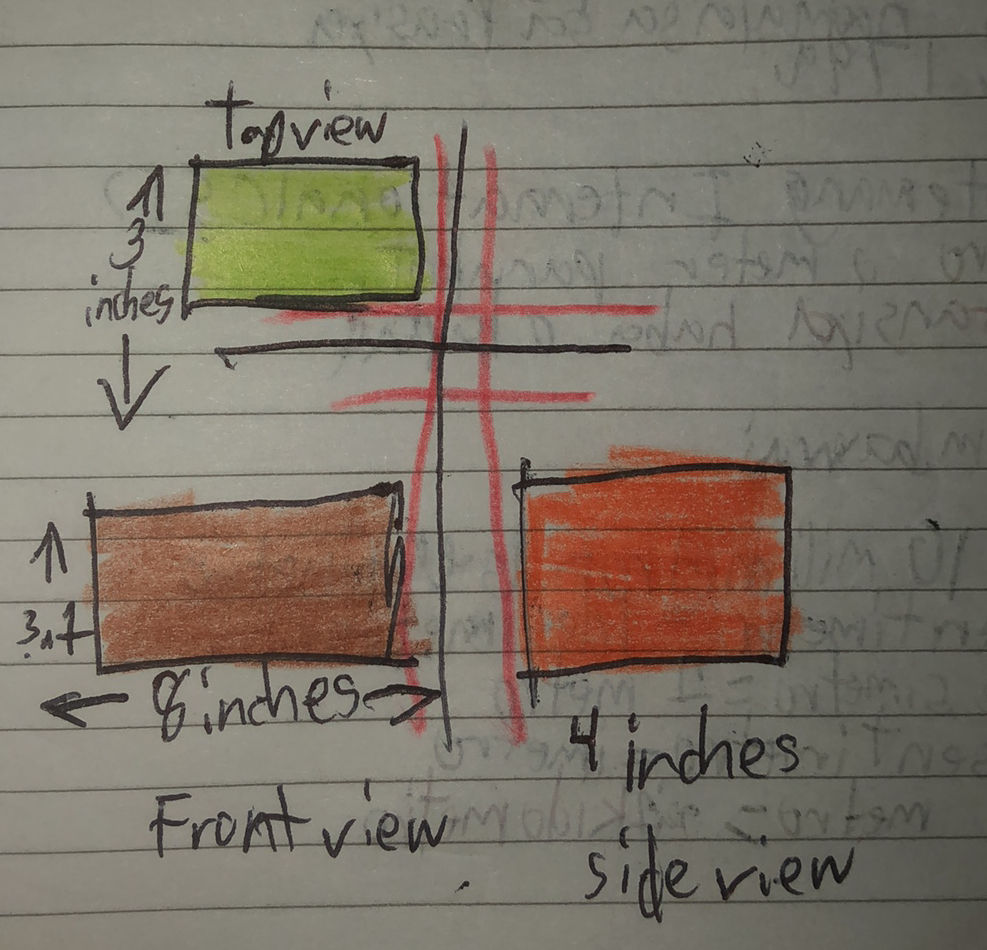 Top view: Rectangle with dimensions 3 inches | StudyX