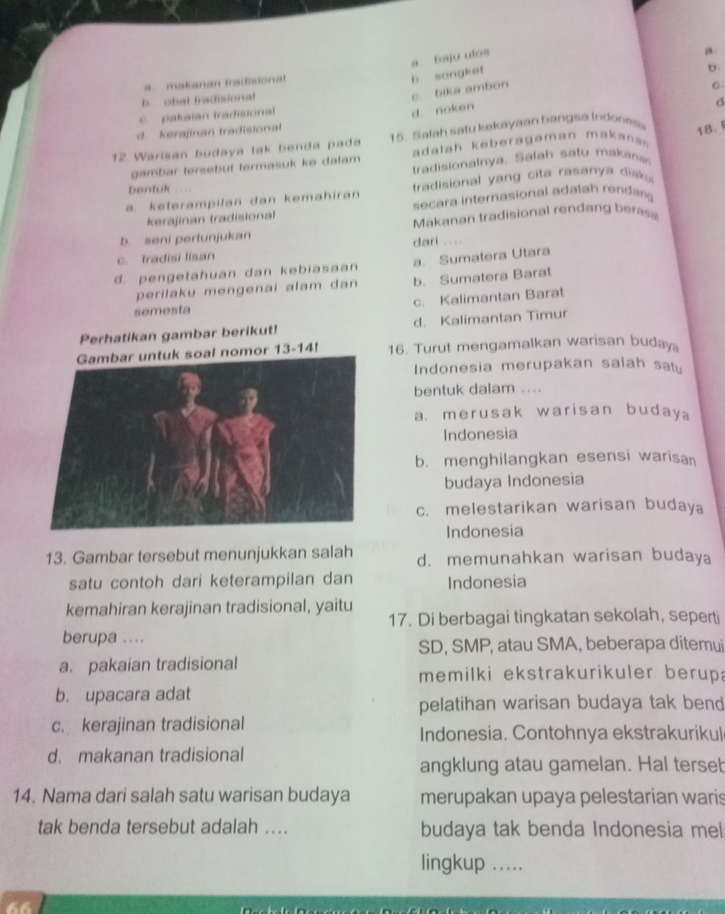 12. Warisan budaya tak benda pada gambar | StudyX