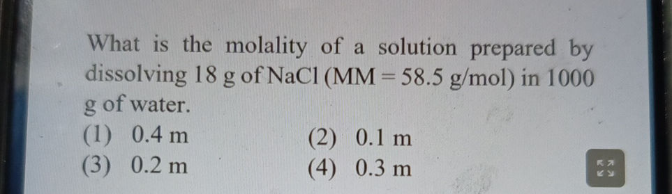 What is the molality of a solution prepared | StudyX