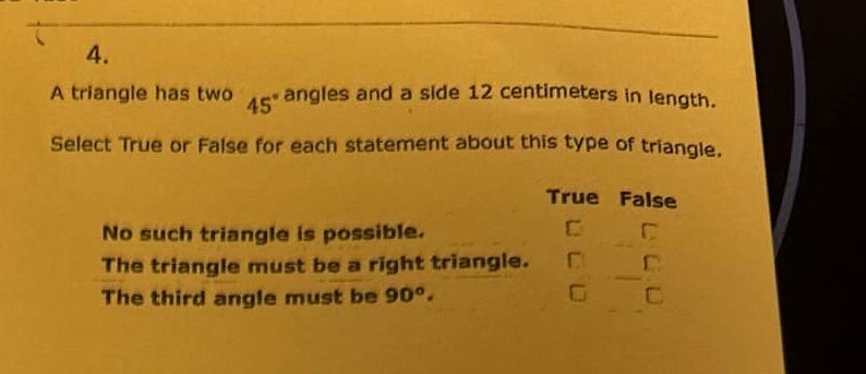 A triangle has two $45^ $ angles and a side | StudyX