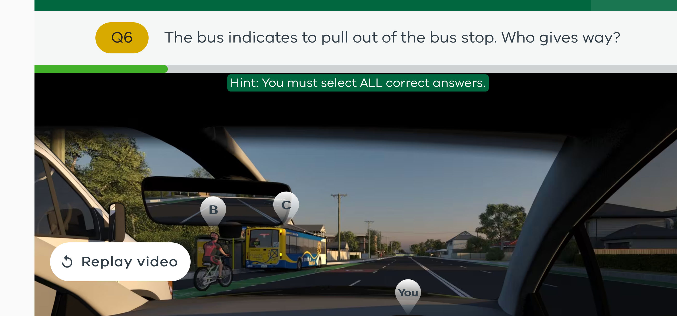Q6 The bus indicates to pull out of the bus