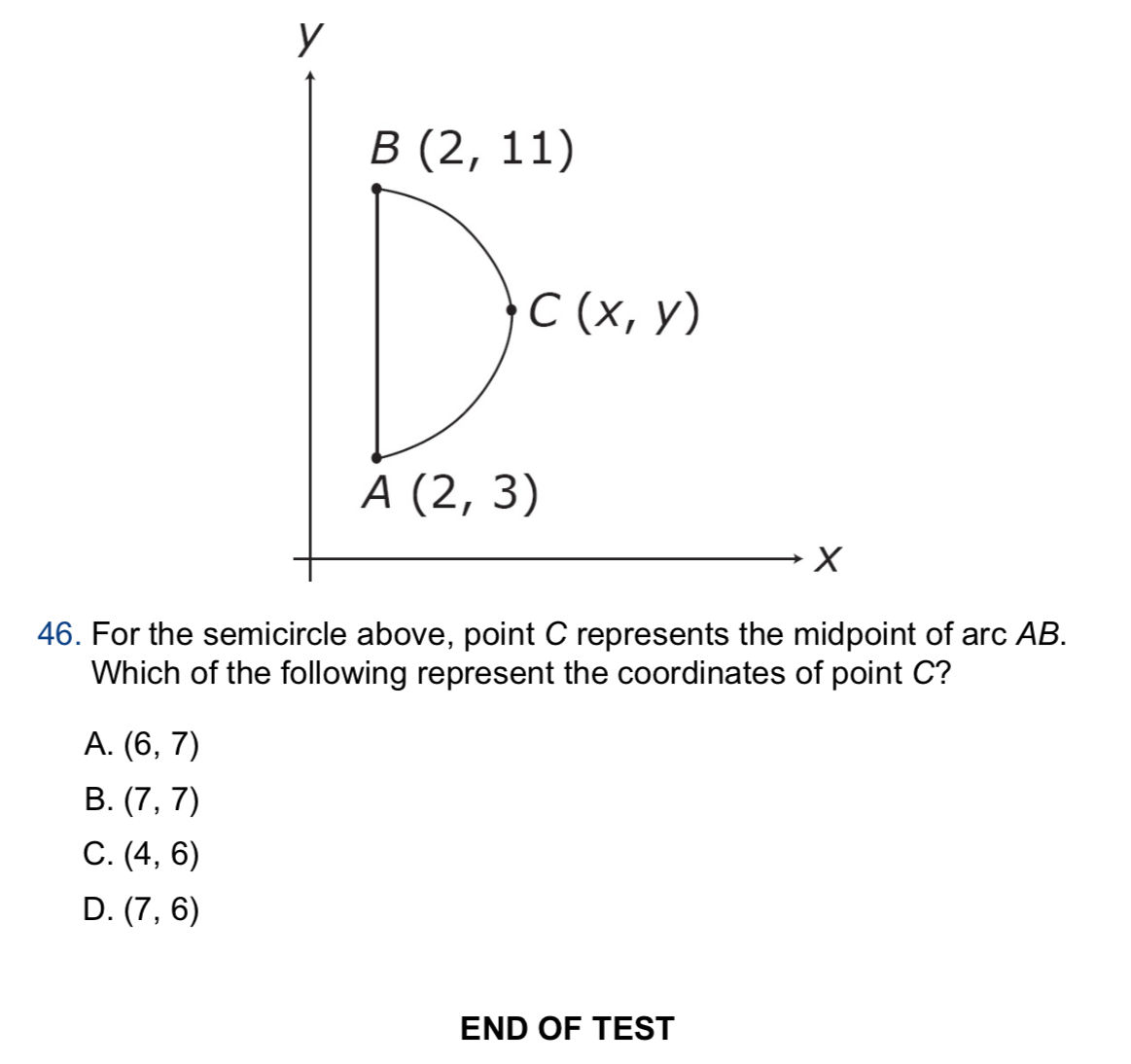 46. For the semicircle above, point C | StudyX