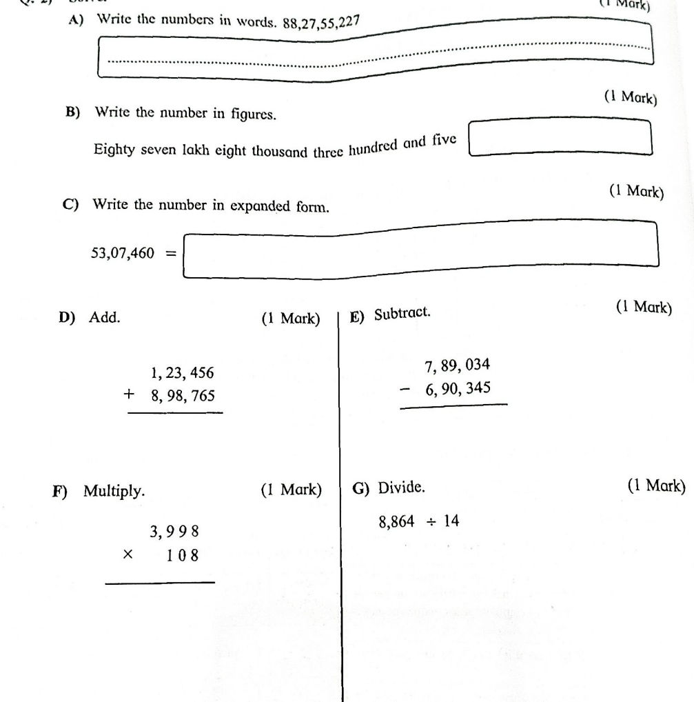 A) Write the numbers in words. 88,27,55,227 | StudyX