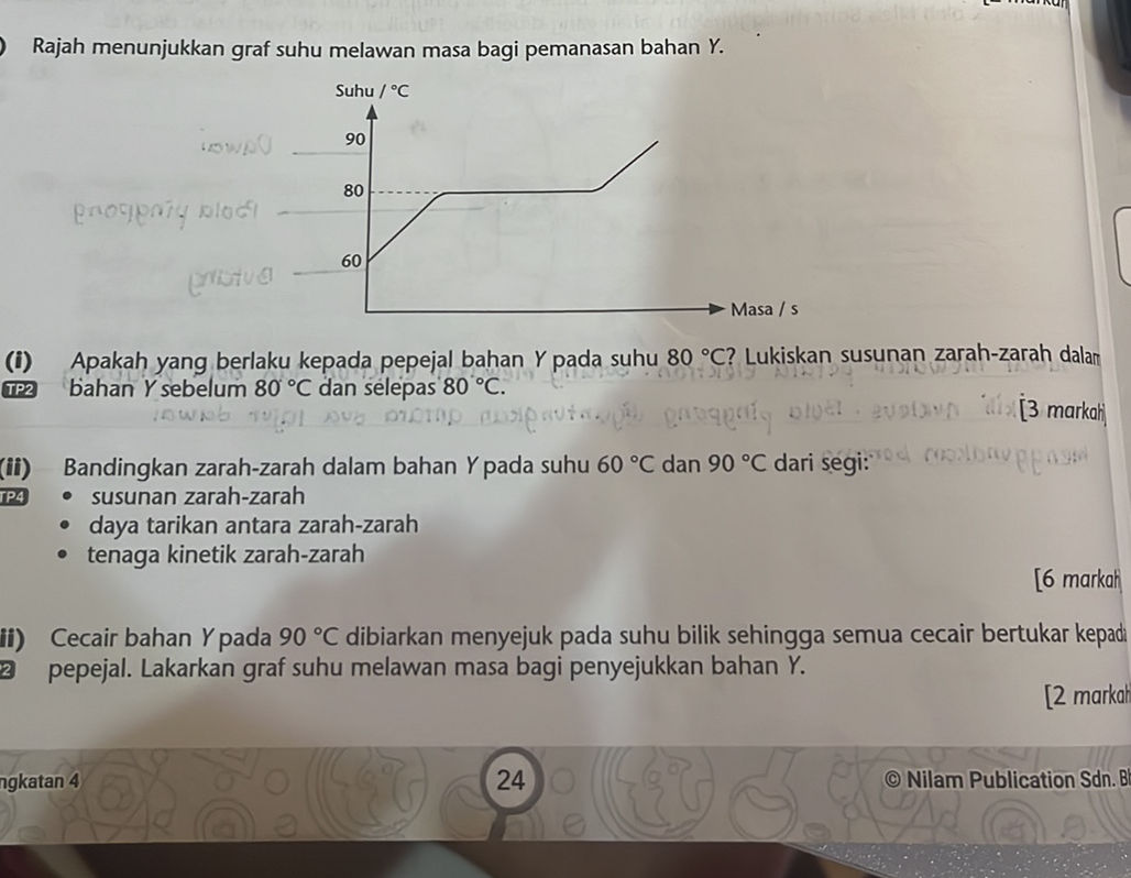 Rajah menunjukkan graf suhu melawan masa | StudyX
