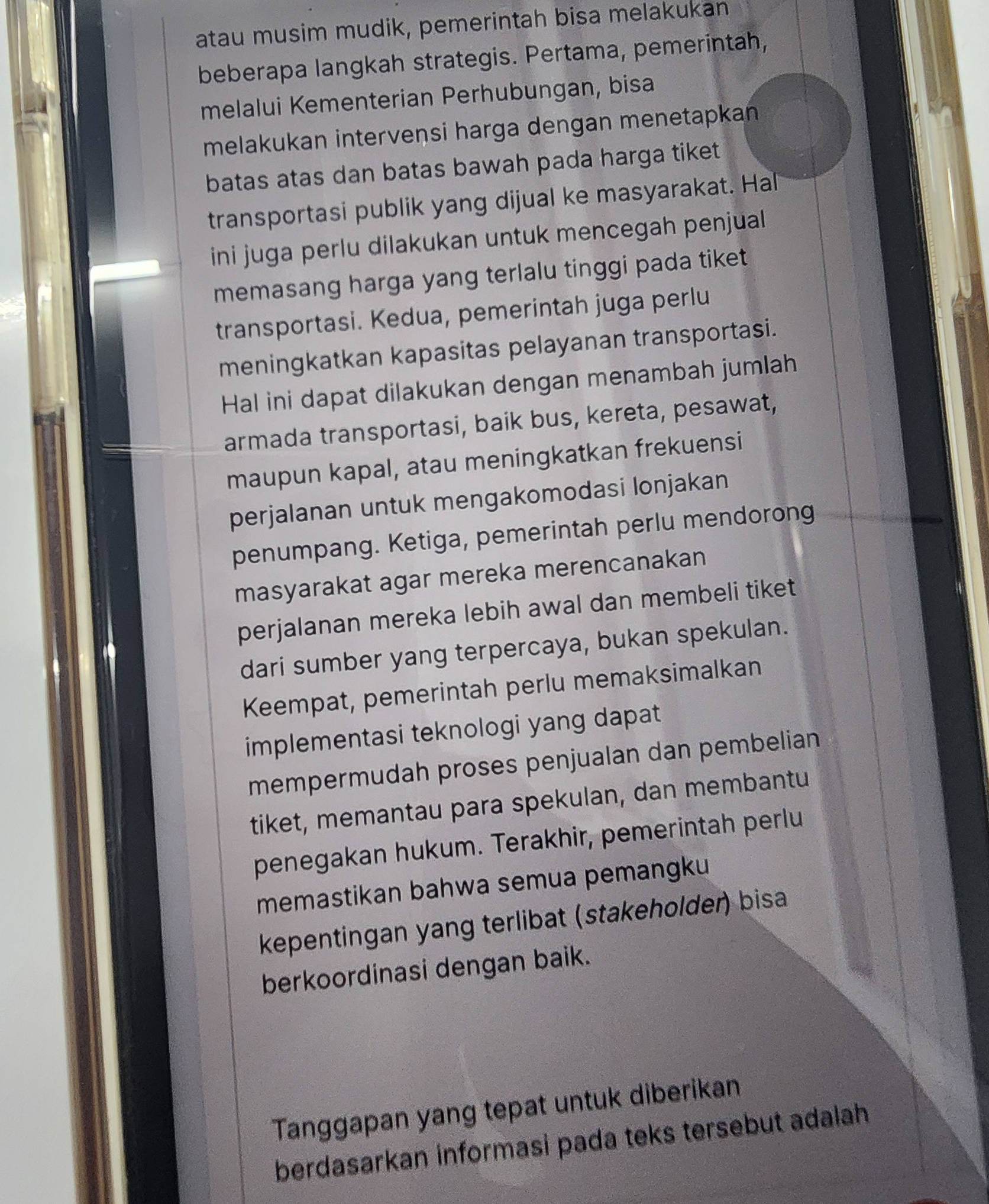 Tanggapan yang tepat untuk diberikan | StudyX