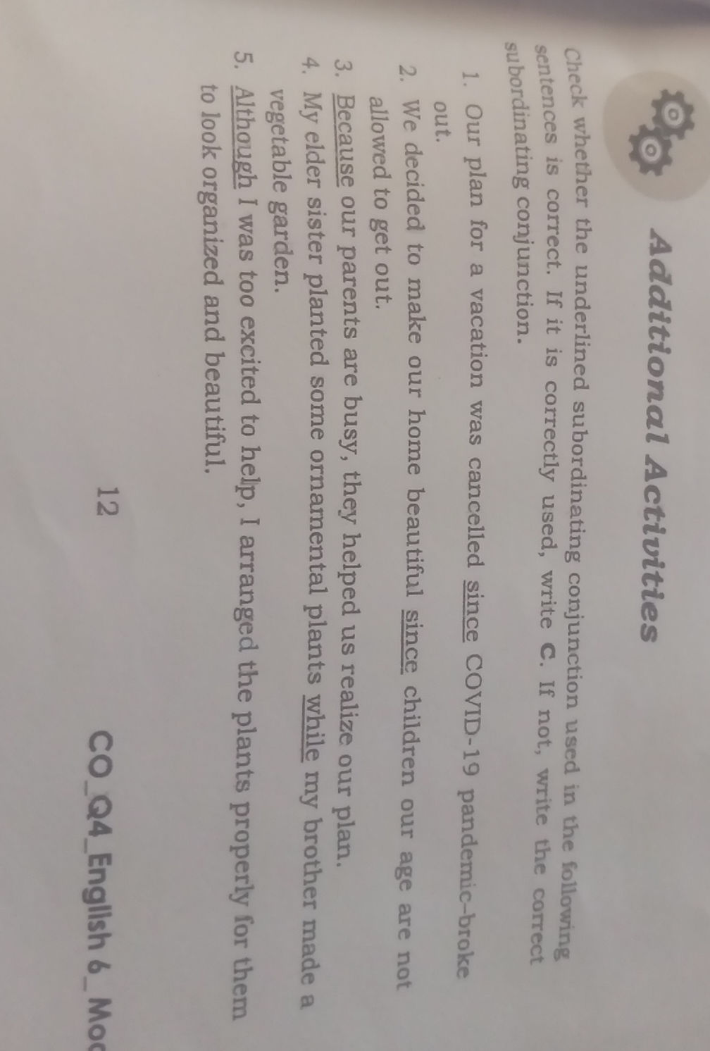 Check whether the underlined subordinating | StudyX