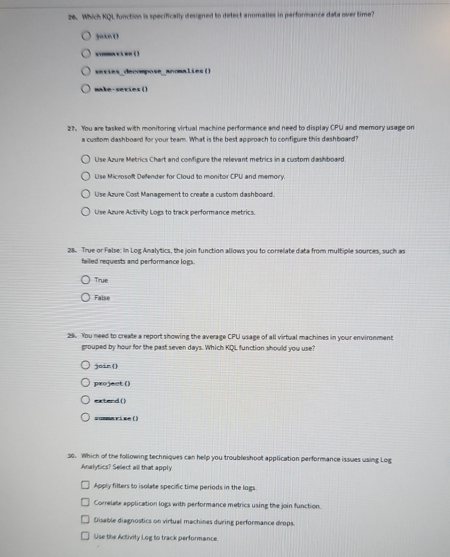 26. Which KQL function is specifically | StudyX