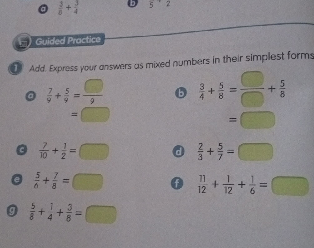 Add. Express your answers as mixed numbers | StudyX