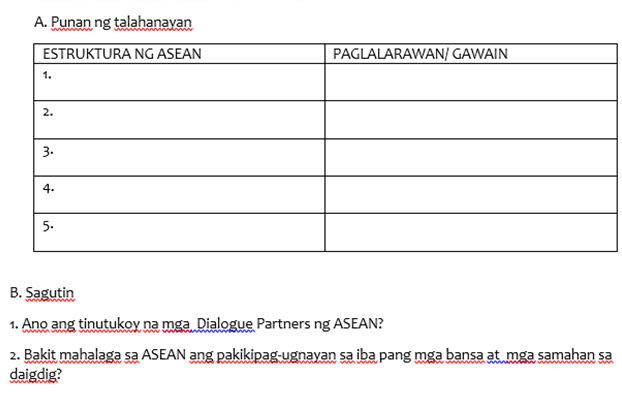 A. Punan ng talahanayan | ESTRUKTURA NG | StudyX
