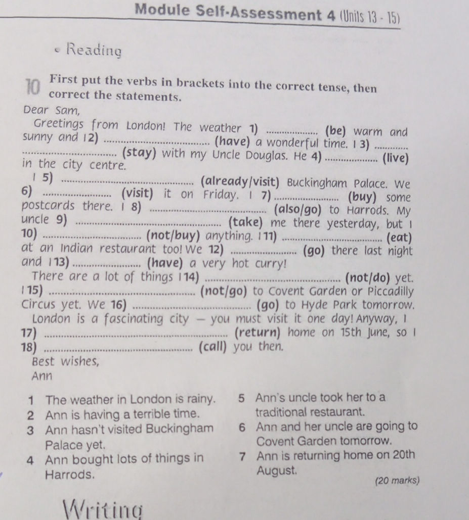 First put the verbs in brackets into the | StudyX