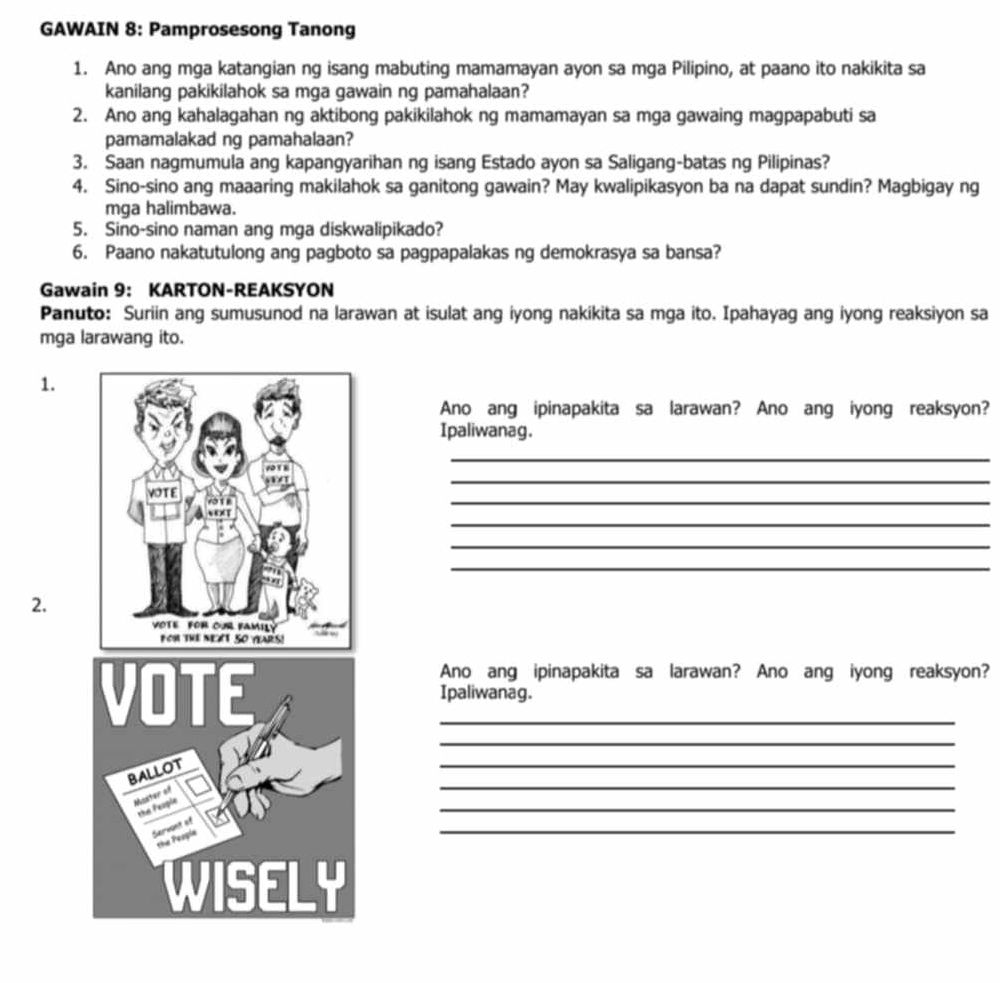 GAWAIN 8: Pamprosesong Tanong 1. Ano ang | StudyX