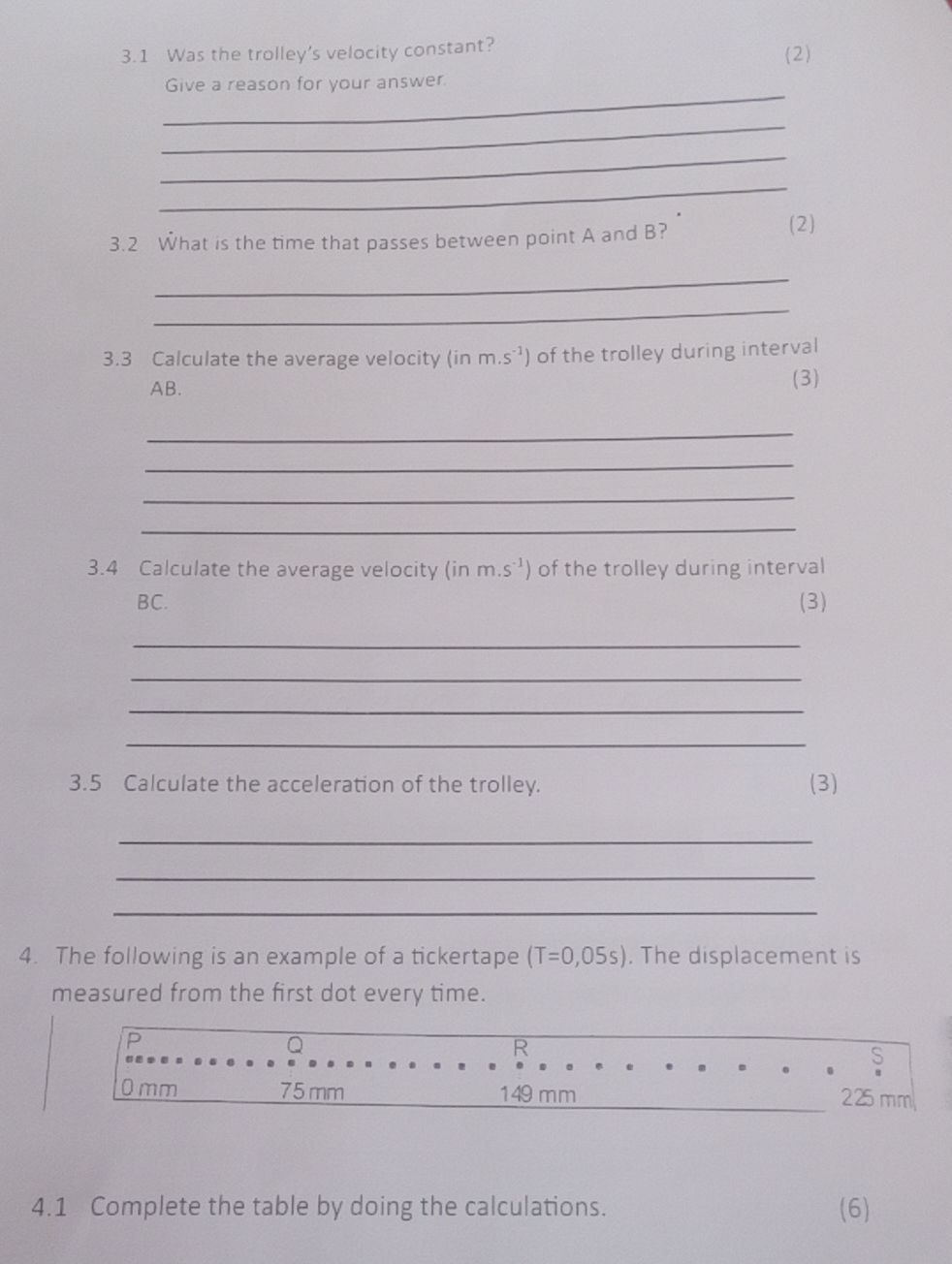 3.1 Was the trolley's velocity constant? | StudyX