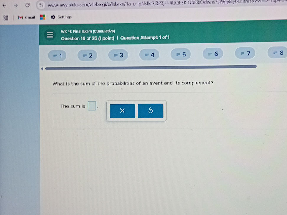 What is the sum of the probabilities of an