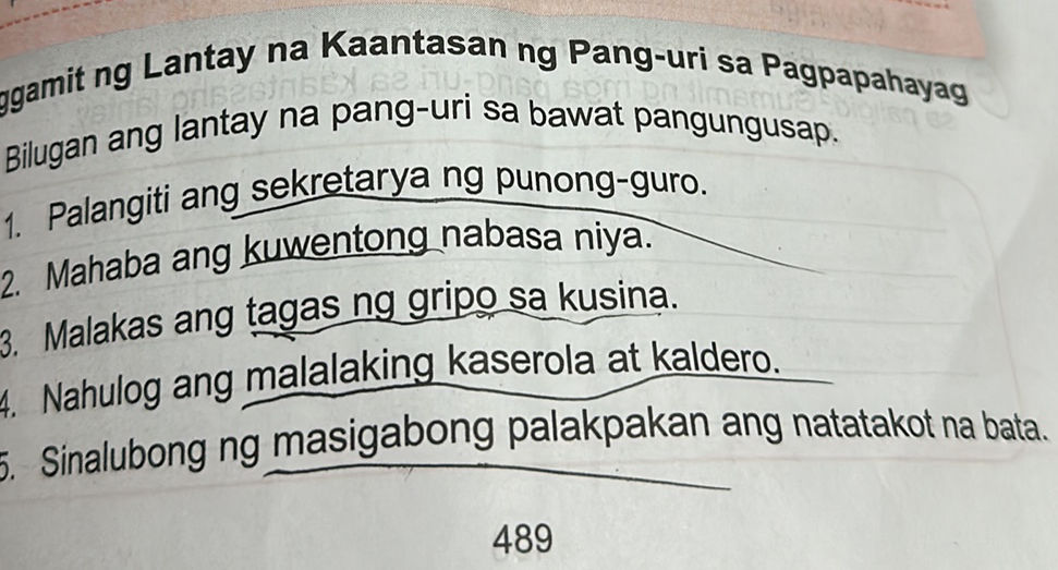 gamit ng Lantay na Kaantasan ng Pang-uri sa | StudyX