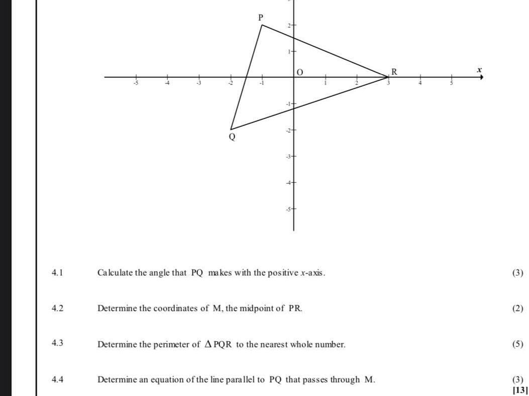 4.1 Calculate the angle that PQ makes with | StudyX