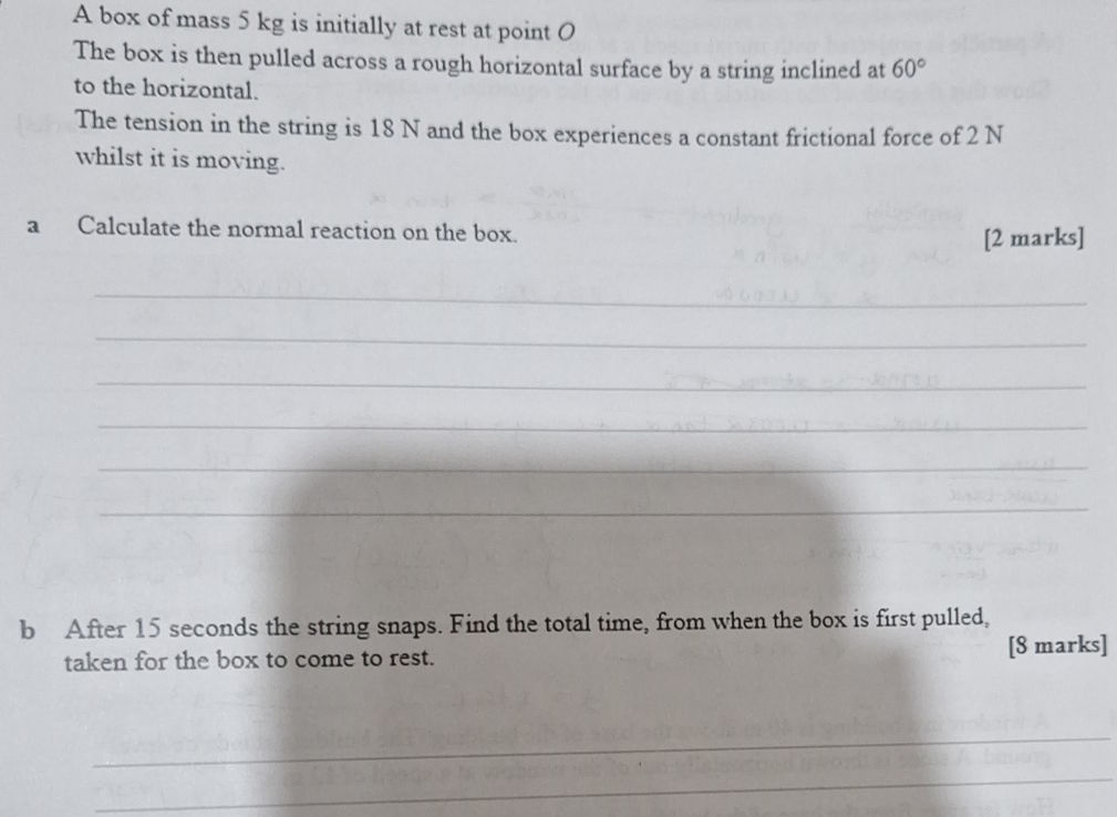 A box of mass 5 kg is initially at rest at | StudyX