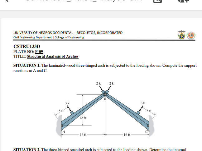 SITUATION 1. The laminated-wood three-hinged | StudyX