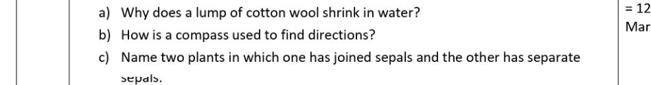 a) Why does a lump of cotton wool shrink in | StudyX
