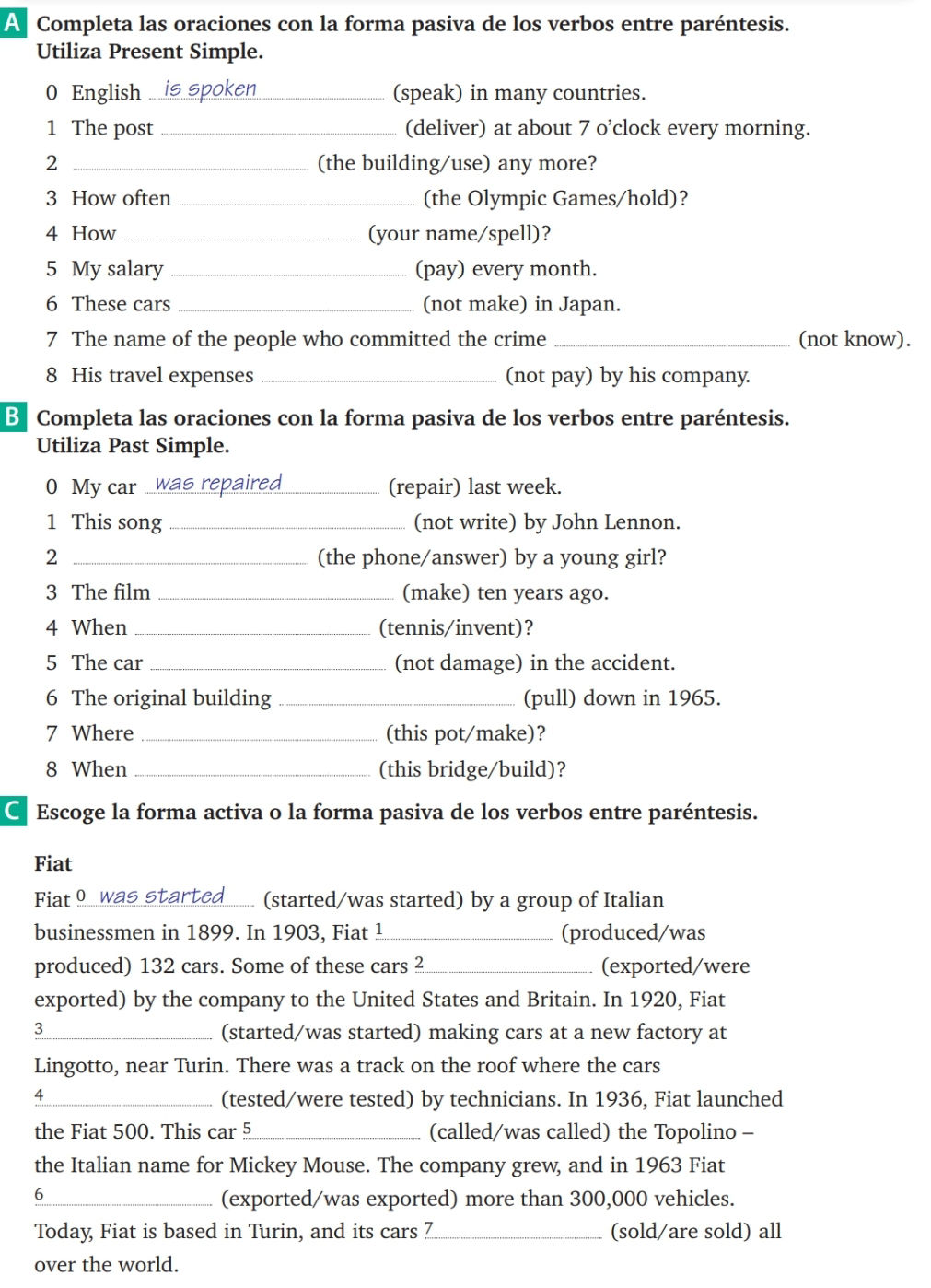 A Completa Las Oraciones Con La Forma Pasiva Studyx