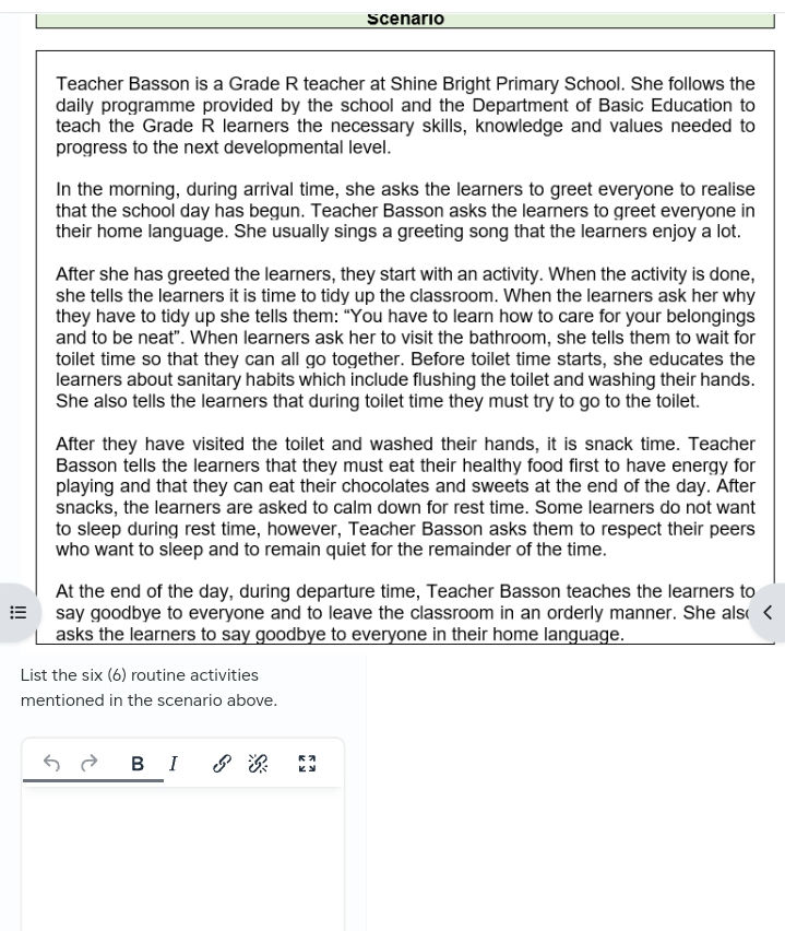 List the six (6) routine activities | StudyX